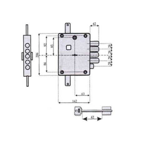 Serrure Dierre axe 63 double panneton