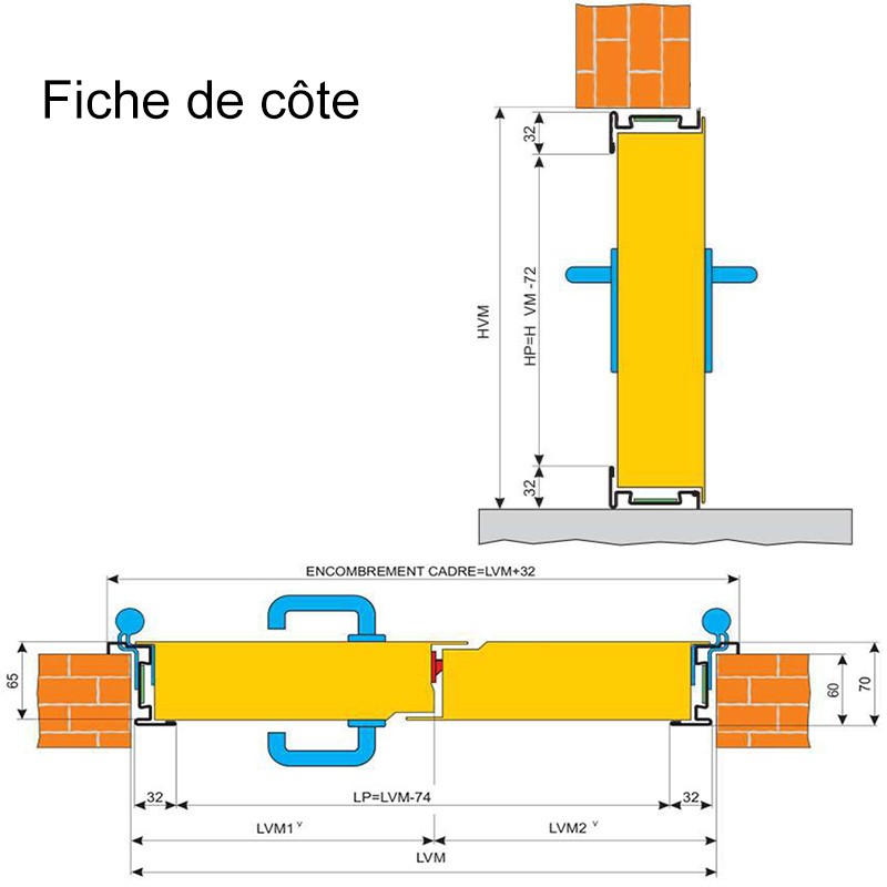Porte de service métallique 2 vantaux Twist dimensions standard